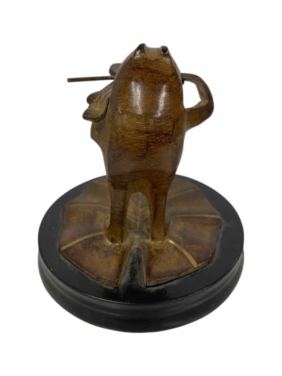 MADE IN INDIA BRN/BLK/TAN METAL/WOOD ROUND BASE 5 IN. TALL Figurine ...